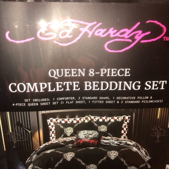 Ed Hardy | Bedding | Ed Hardy Black And White Complete Bedding Set ...